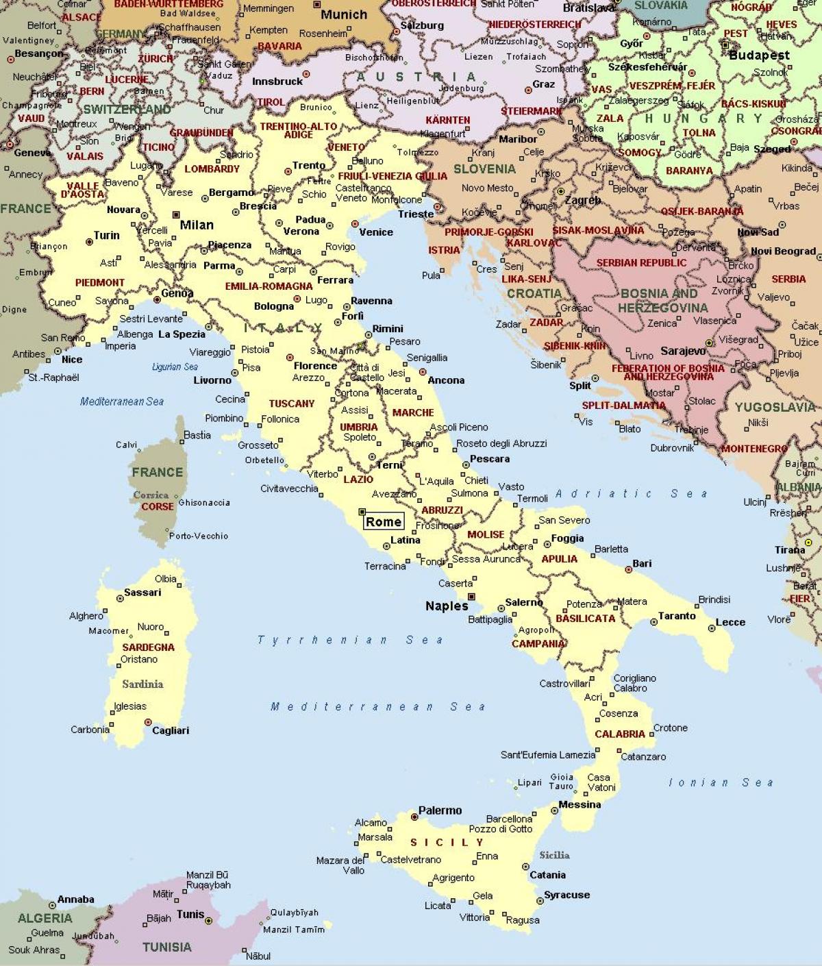 Coasta de vest a Italiei harta - Harta Italiei pe coasta de vest ...